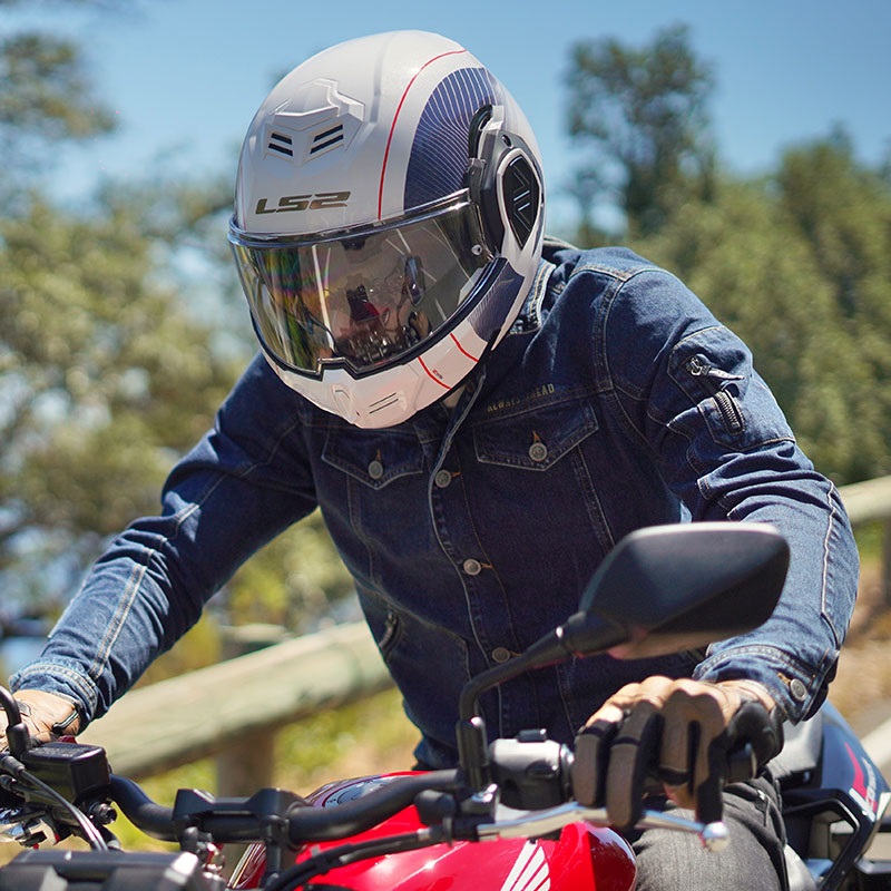 Ls2 Advant Cooper Çene Açılır Modüler Kask Beyaz Mavi