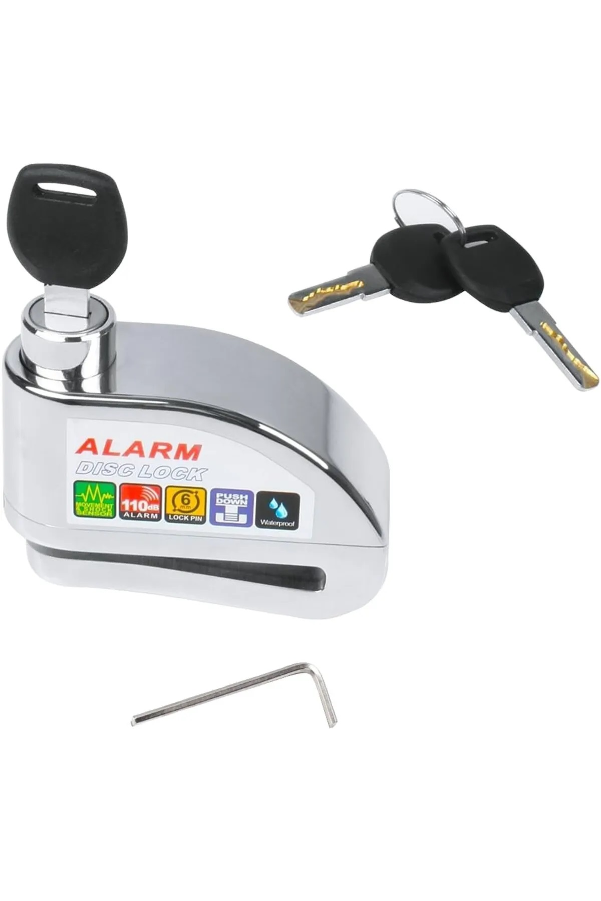 Swan Alarmlı Disk Kilidi 6mm Düz Anahtarlı Krom